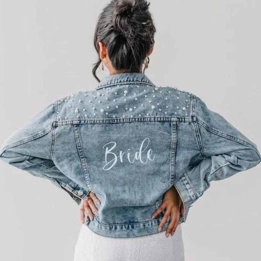 Bride Jean Jacket, Personalized Bridal Jean Jacket, Bride Denim Jacket ...