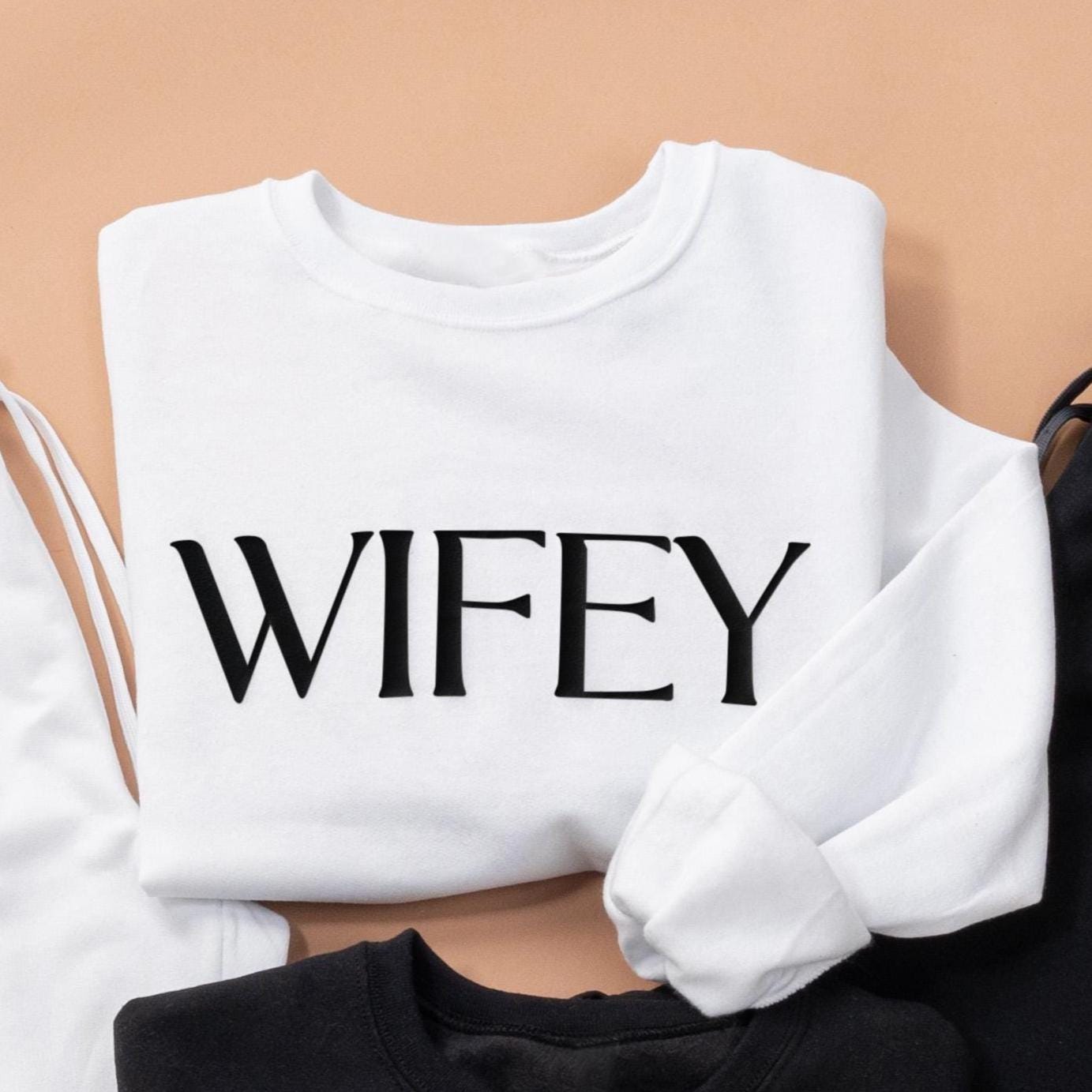Custom Wifey Hubby Sets, Embossed Wifey Sweatshirt, Wifey Sweatsuit ...