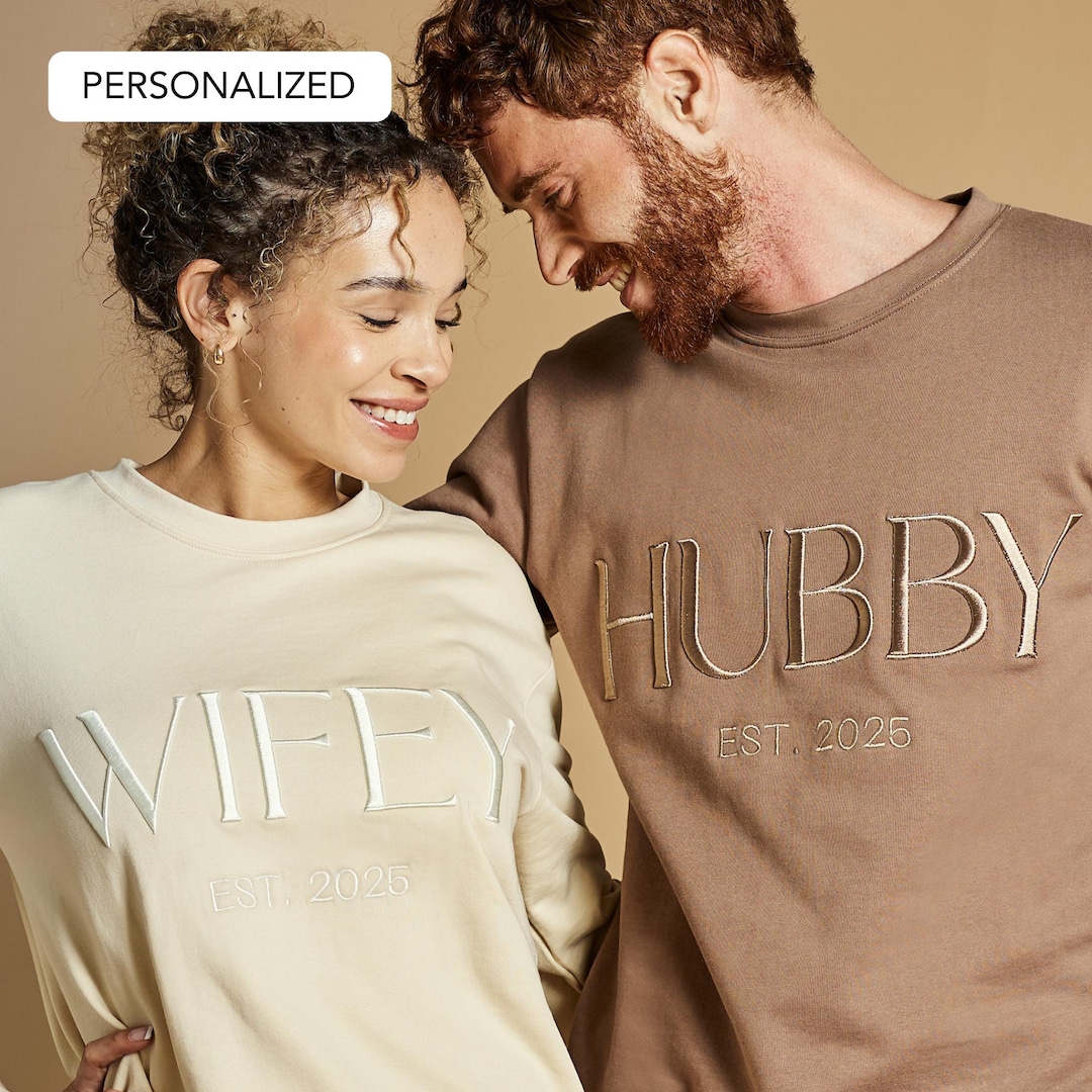 Husband and Wife Sweatshirts, Matching Outfits, Embroidered Couple ...