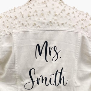 Bride Jean Jacket, White Personalized Bridal Jacket, Bride Denim Jacket ...