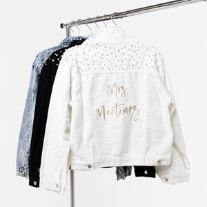 Bride Jean Jacket, White Personalized Bridal Jacket, Bride Denim Jacket ...