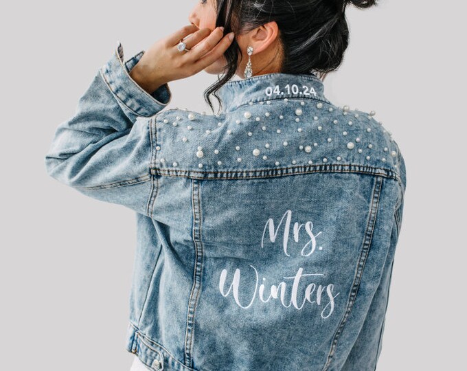 Crown on a Roses Print Denim Jacket. Embellished Denim Jacket ...