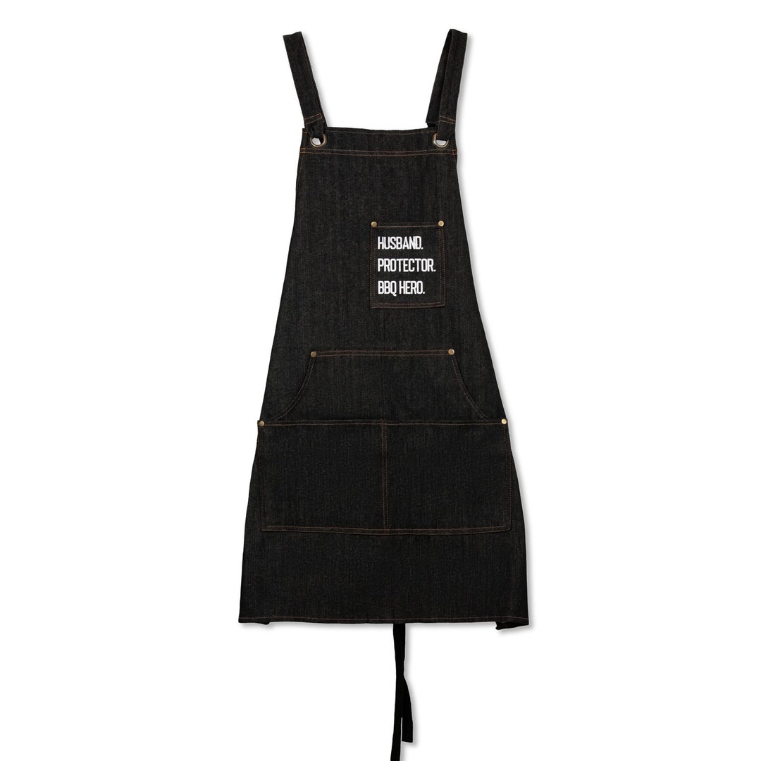 Husband Denim BBQ Apron, Husband Apron, Groom Apron, Denim Apron, BBQ ...