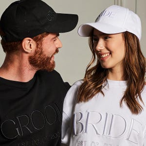 Bride & Groom Baseball Cap Duo - His and Hers Wedding Hats, Couple ...