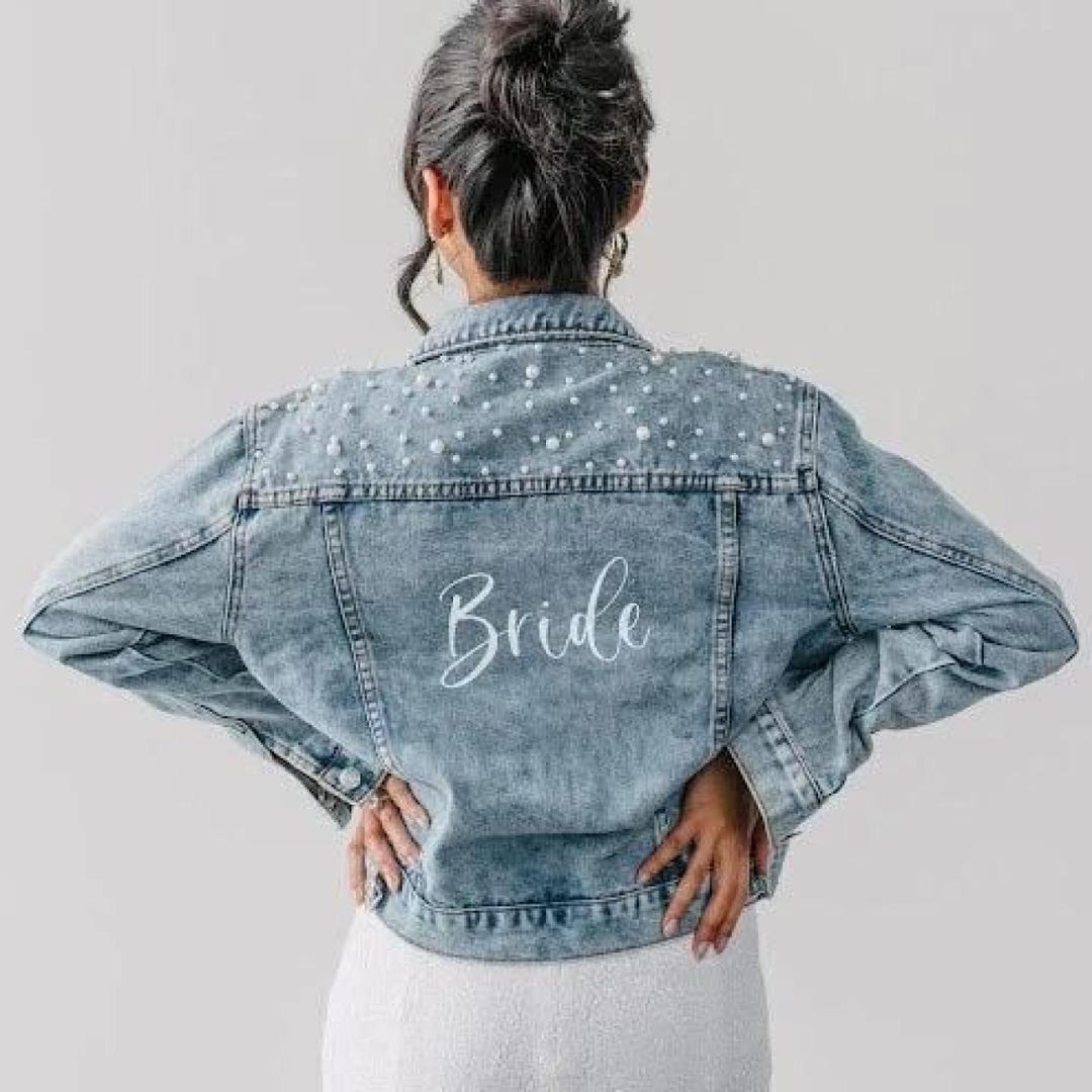 Bride Jean Jacket, Personalized Bridal Jean Jacket, Bride Denim Jacket ...