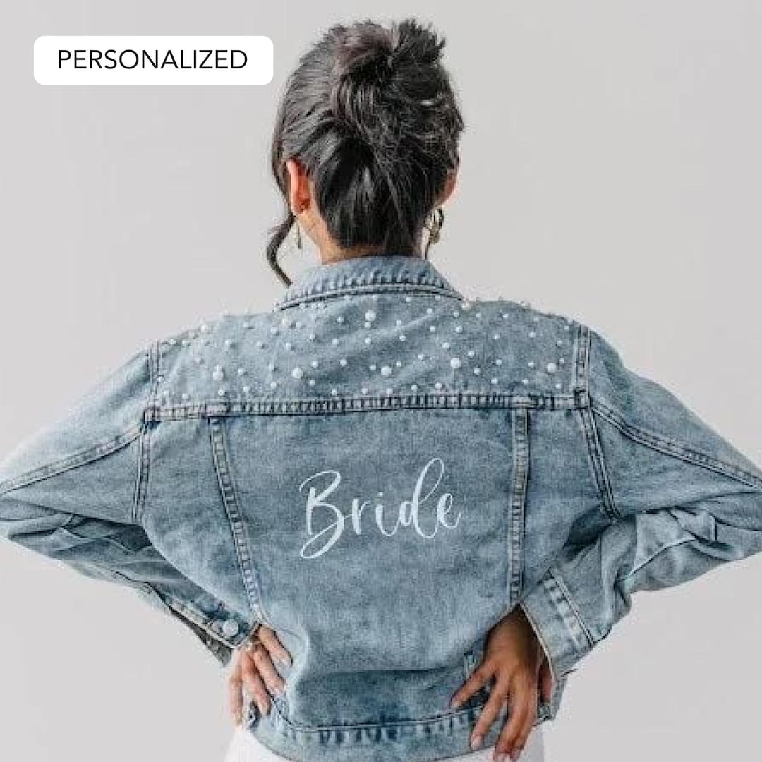 Bride Jean Jacket, Personalized Bridal Jean Jacket, Bride Denim Jacket ...