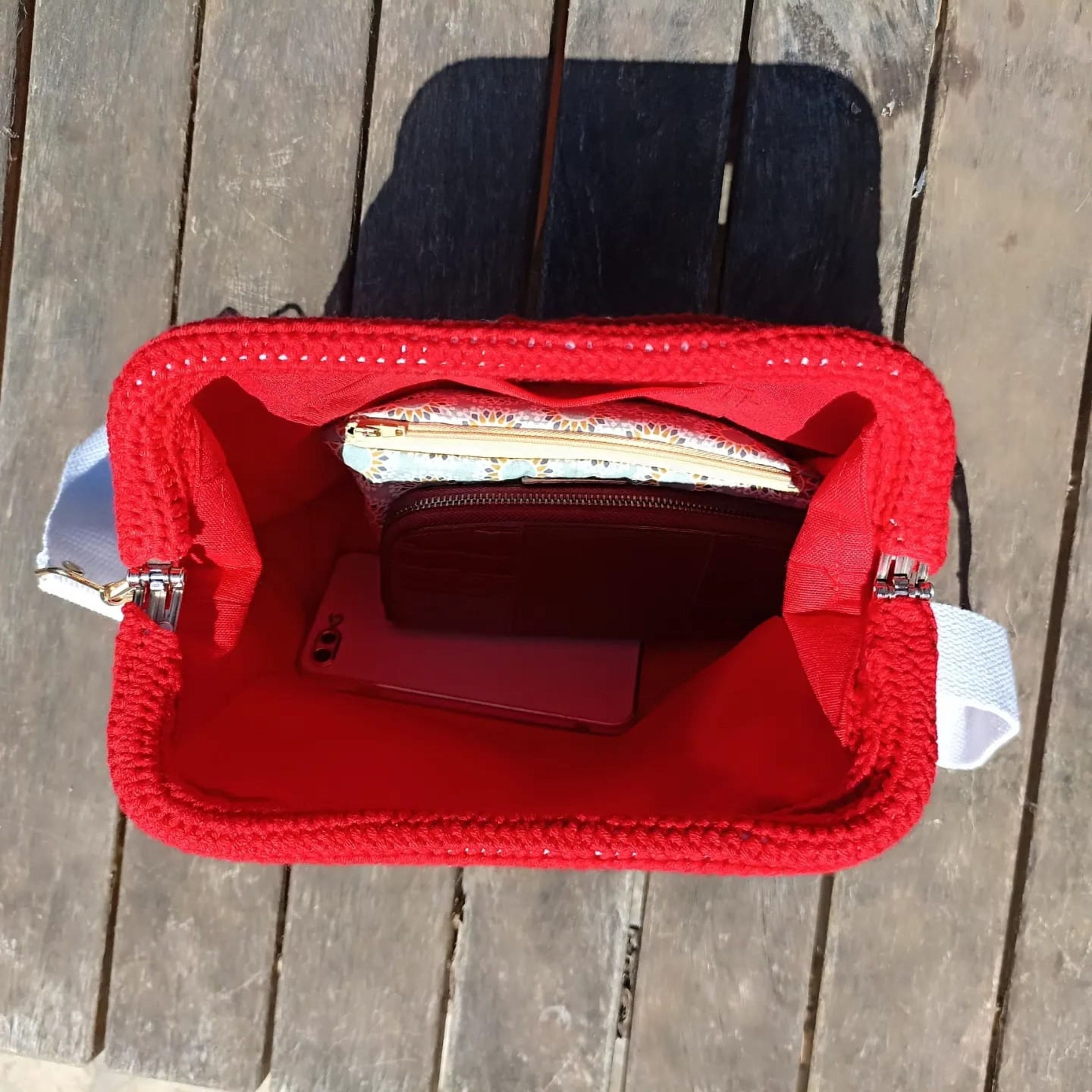 Red Heart Granny Square Crochet Clasp Clutch and Crossbody - Etsy