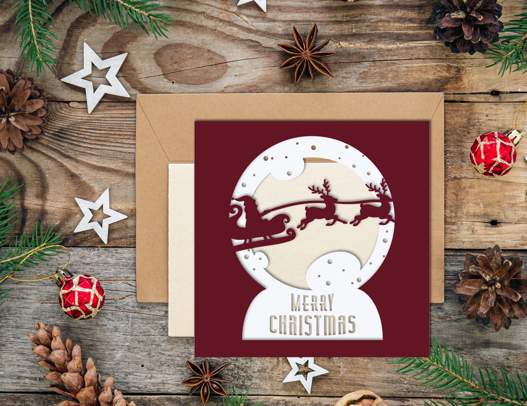 Christmas Card Svg Merry Christmas Snow Globe - Etsy
