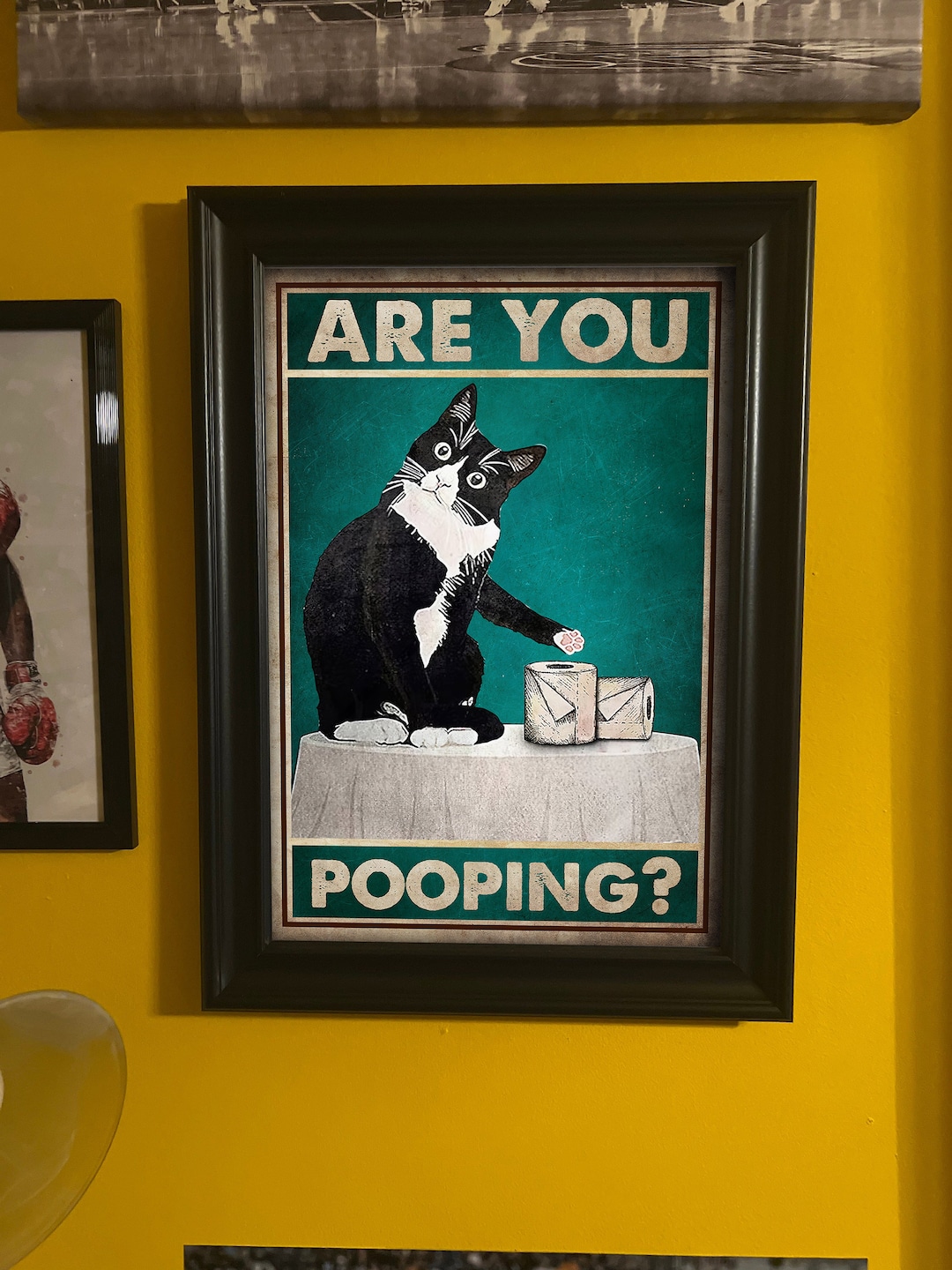 Cat Are You Pooping Poster Vintage Funny Cat Restroom Art - Etsy