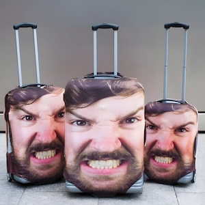 Custom Photo Luggage Cover, Funny Face Travel Luggage Cover, Suitcase ...