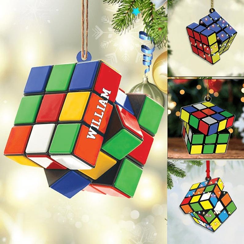 Personalized Rubiks Cube Ornament, Rubik Cube Christmas Ornament ...
