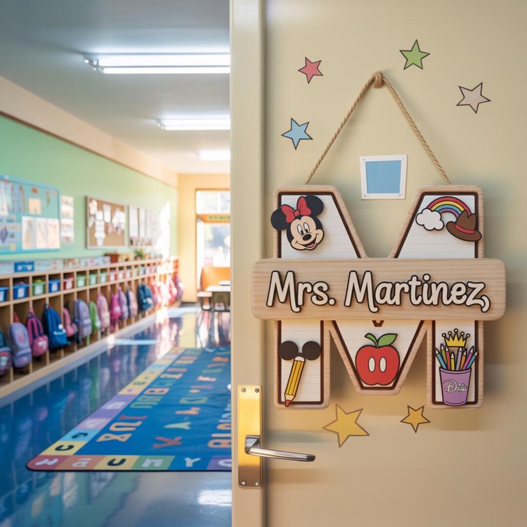 Personalized Welcome Classroom Door Sign, Disney Teacher Sign, Teacher ...