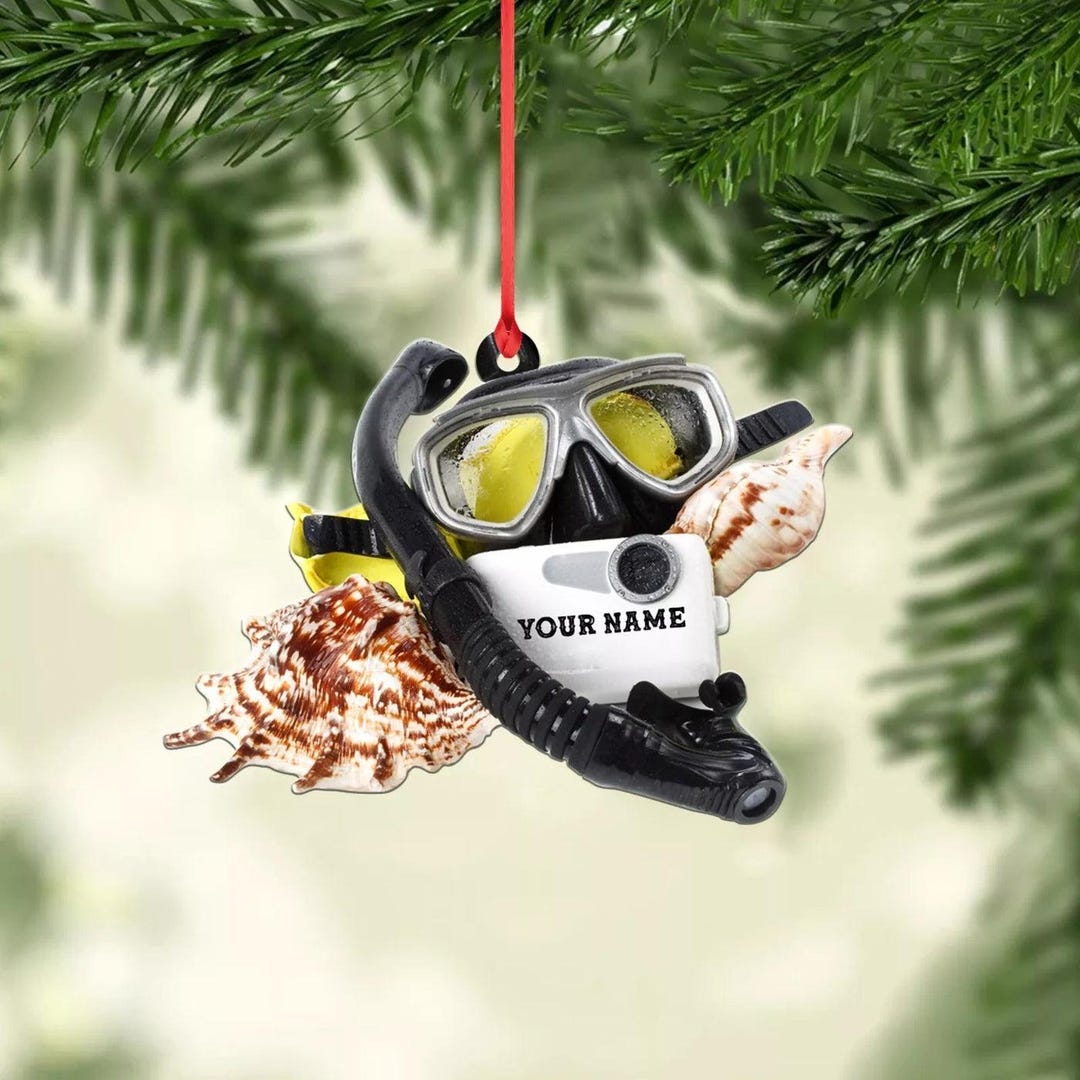 Personalized Scuba Diving Ornament, Diver Snorkel Christmas Ornament ...