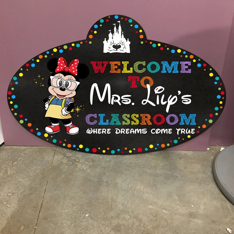 Personalized Welcome Classroom Door Sign, Disney Teacher Sign, Teacher ...