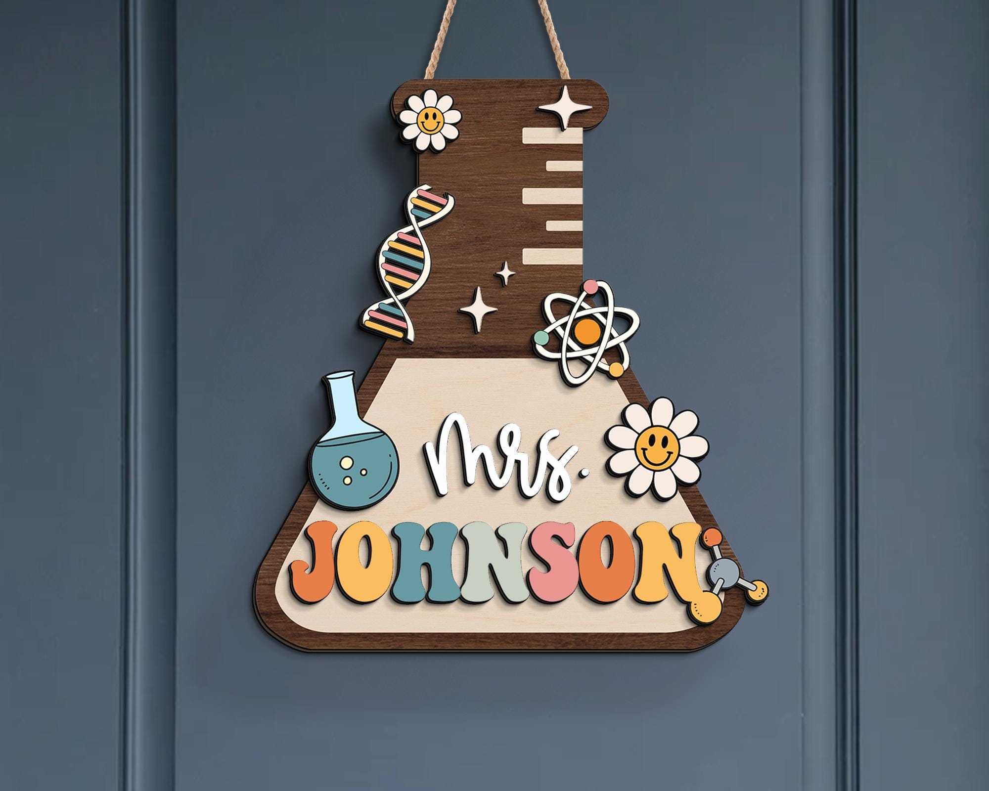 Custom 3D Science Teacher Name Sign, Teacher Door Hanger, Back to ...