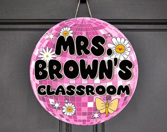 Disco Classroom Door Sign, Groovy Teacher Door Hanger, Teacher's Day ...
