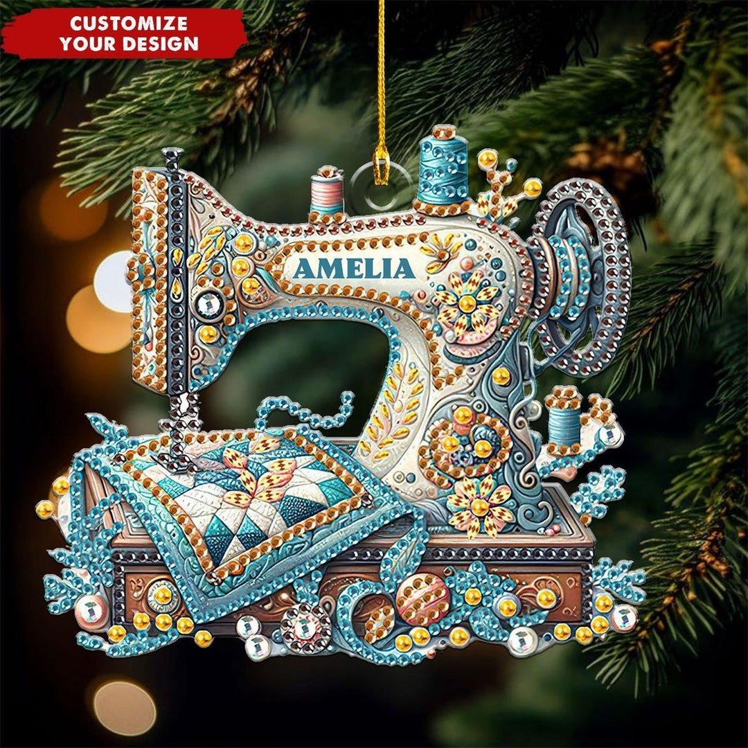 Personalized Sewing Machine Christmas Ornament, Sewing Ornament ...