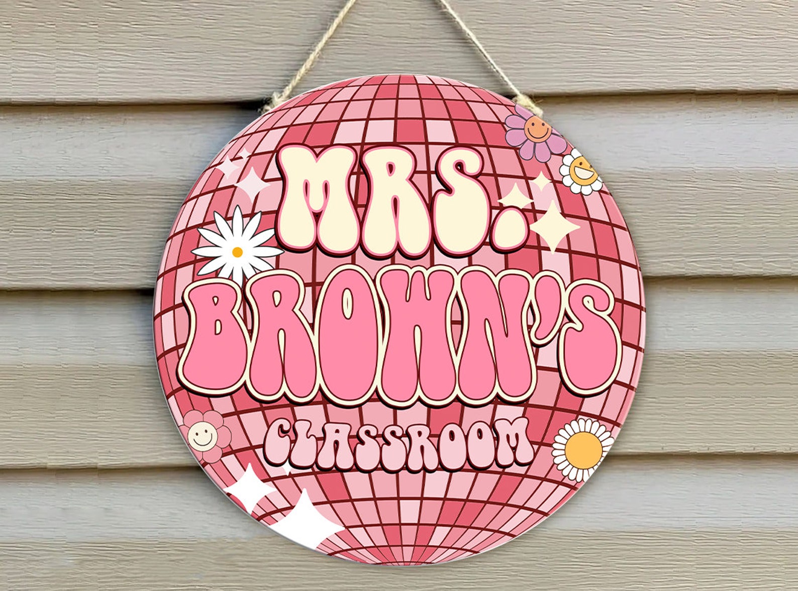 Disco Classroom Door Sign, Groovy Teacher Door Hanger, Teacher's Day ...