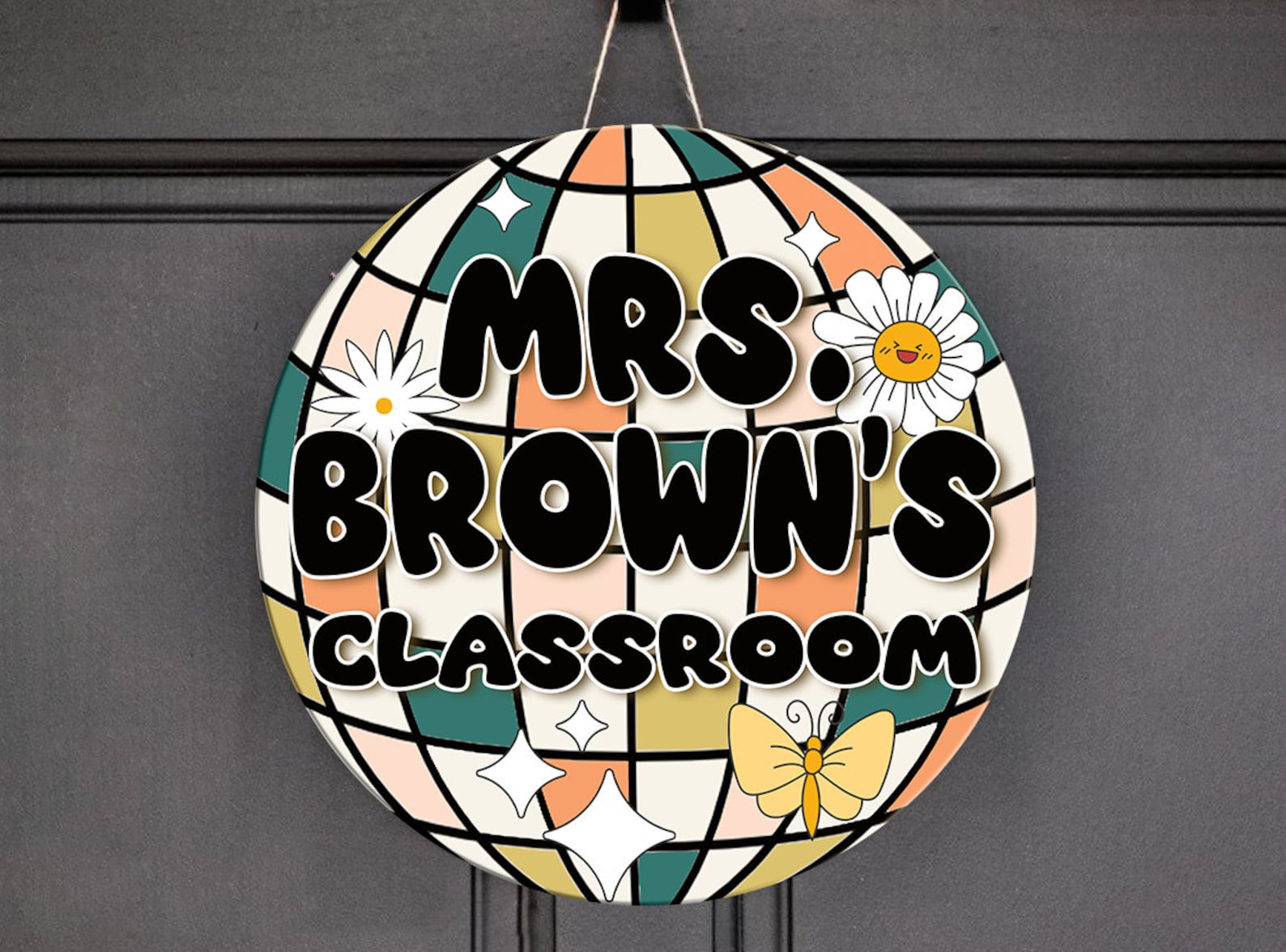Disco Classroom Door Sign, Groovy Teacher Door Hanger, Teacher's Day ...