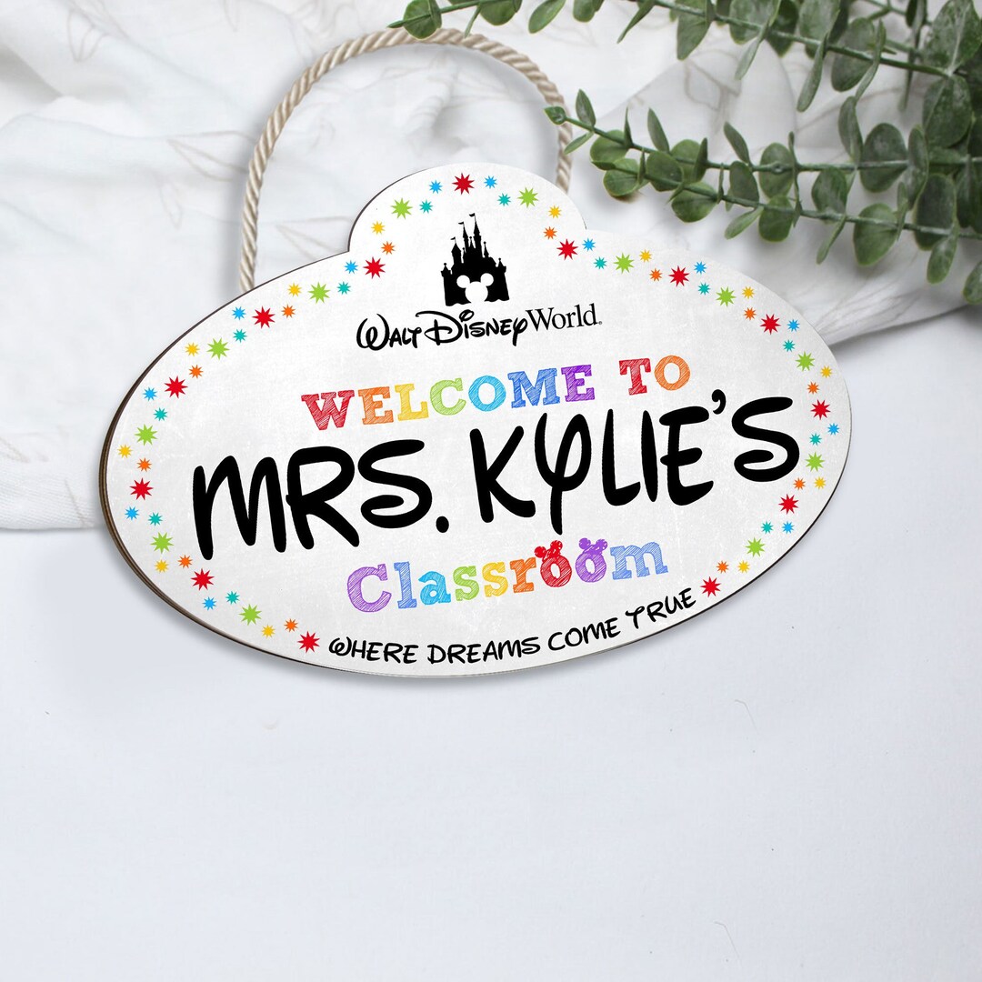 Personalized Welcome Classroom Door Sign, Disney Teacher Sign, Teacher ...