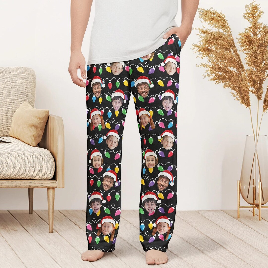 Custom Funny Face Pajama Pants, Family Silly Pajama Pants, Matching ...