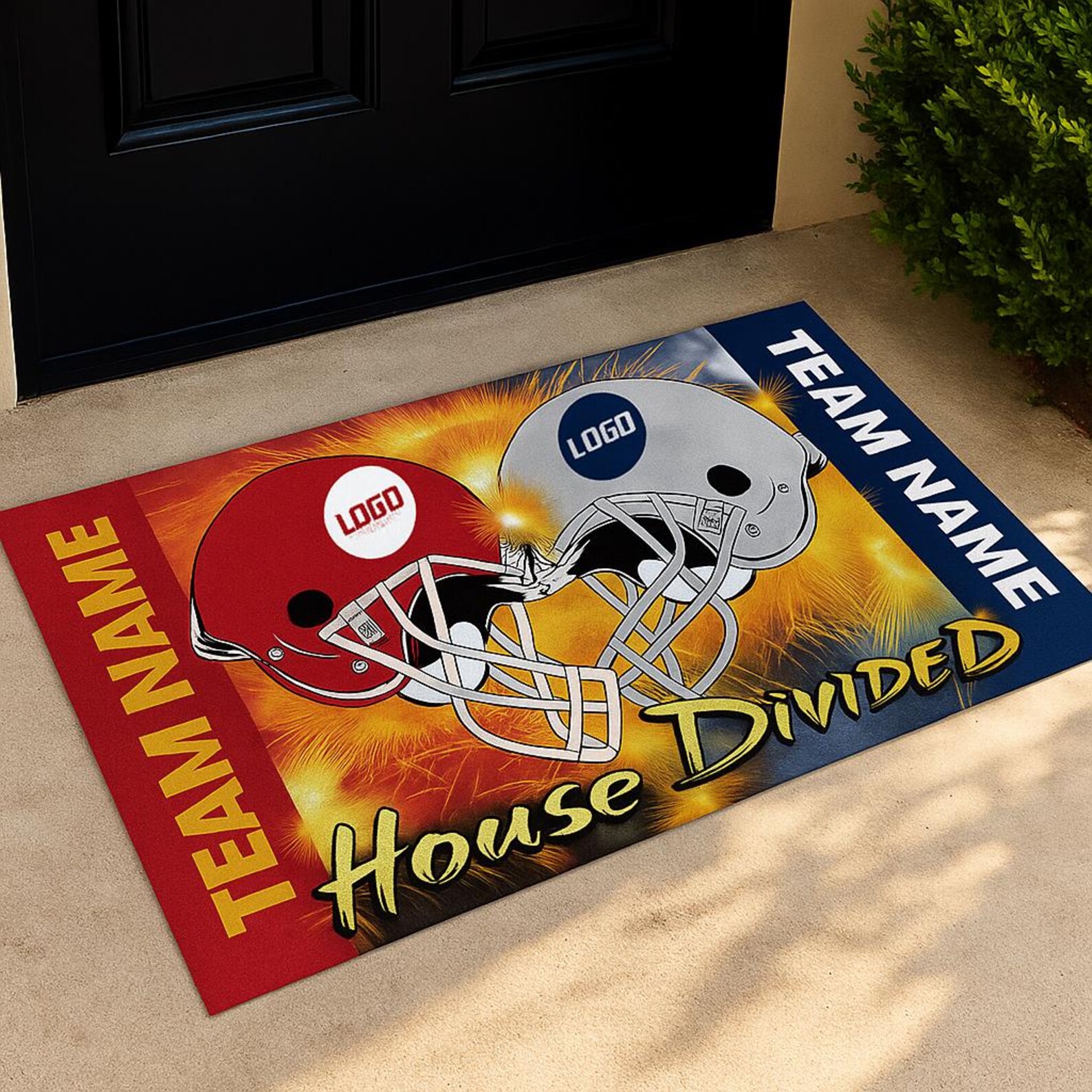 Personalized House Divided Doormats, Custom Any Team Football Divided ...