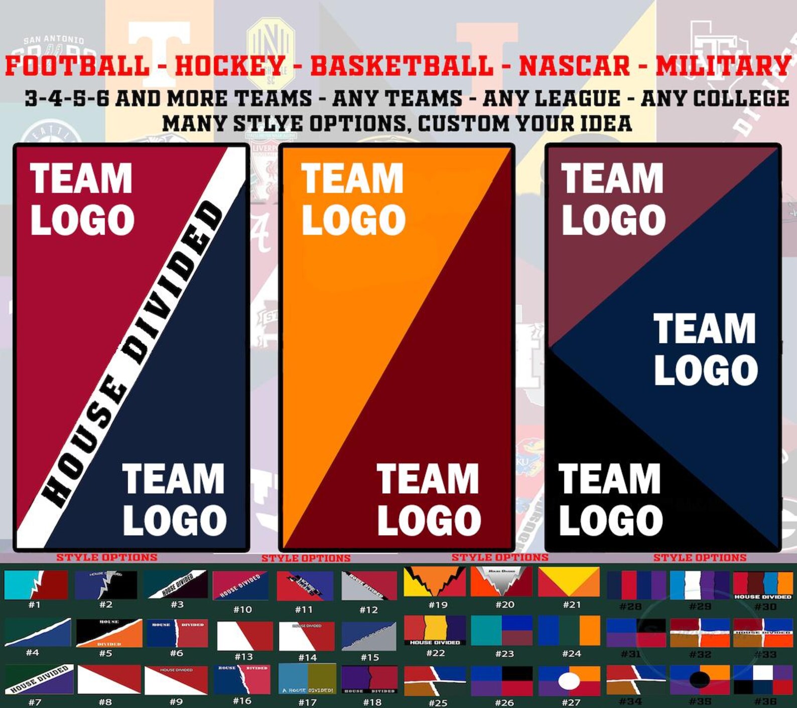 Custom House Divided Flag 3x5ft, College Football, College Flag ...