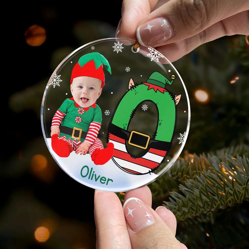 Custom Face Baby Ornament 2026, Baby ELF Ornament, Baby First Christmas ...