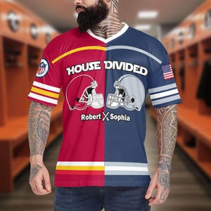 Custom Two Football Team Jersey, House Divided Football Jersey, House ...