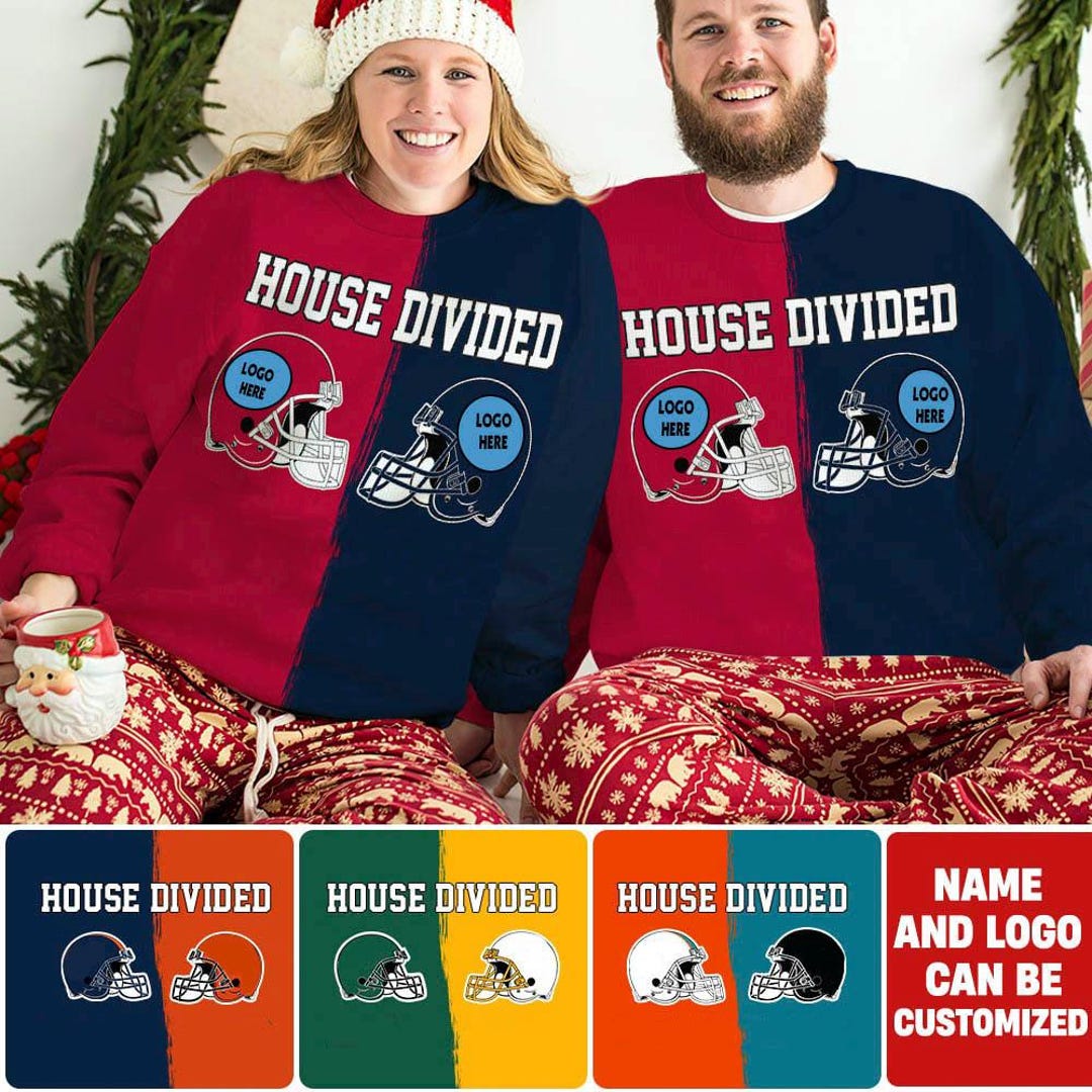 Custom Two Football Team Sweatshirt, House Divided Football Sweatshirt ...