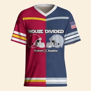 Custom Two Football Team Jersey, House Divided Football Jersey, House ...