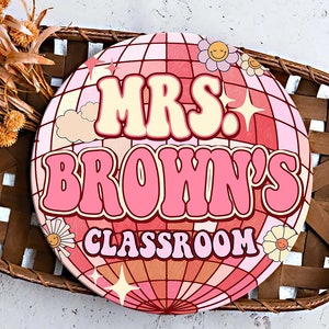 Disco Classroom Door Sign, Groovy Teacher Door Hanger, Teacher's Day ...