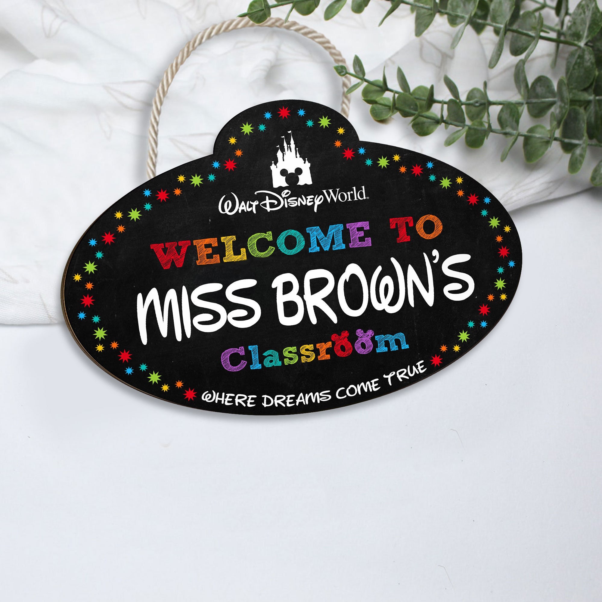 Personalized Welcome Classroom Door Sign, Disney Teacher Sign, Teacher ...