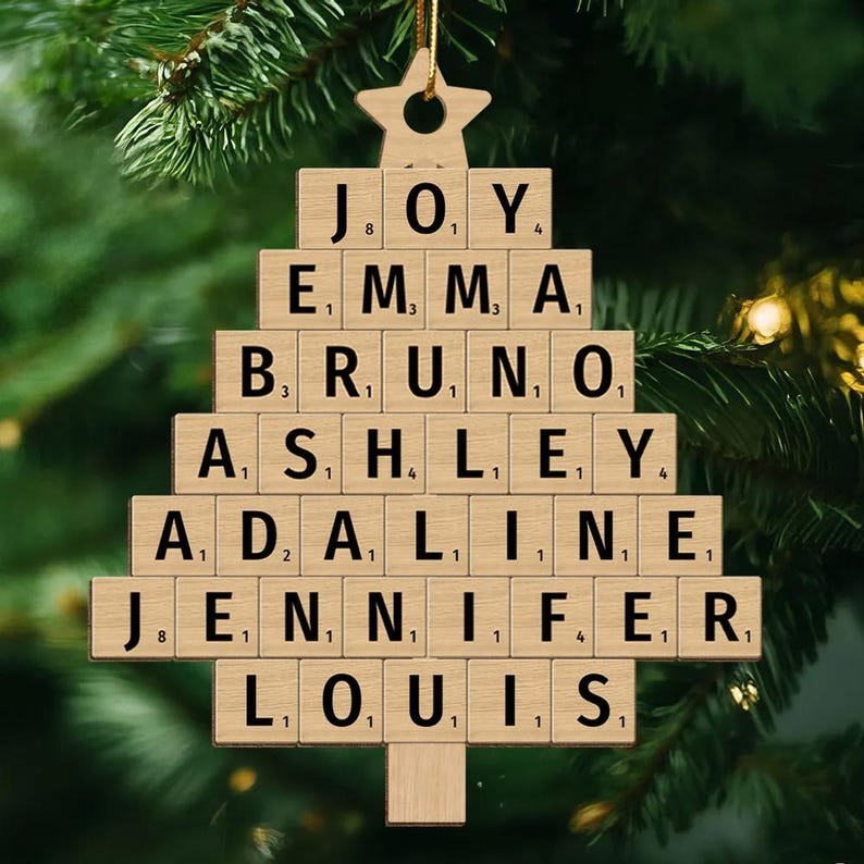 Personalized Family Christmas Ornament, Scrabble Christmas Tree ...