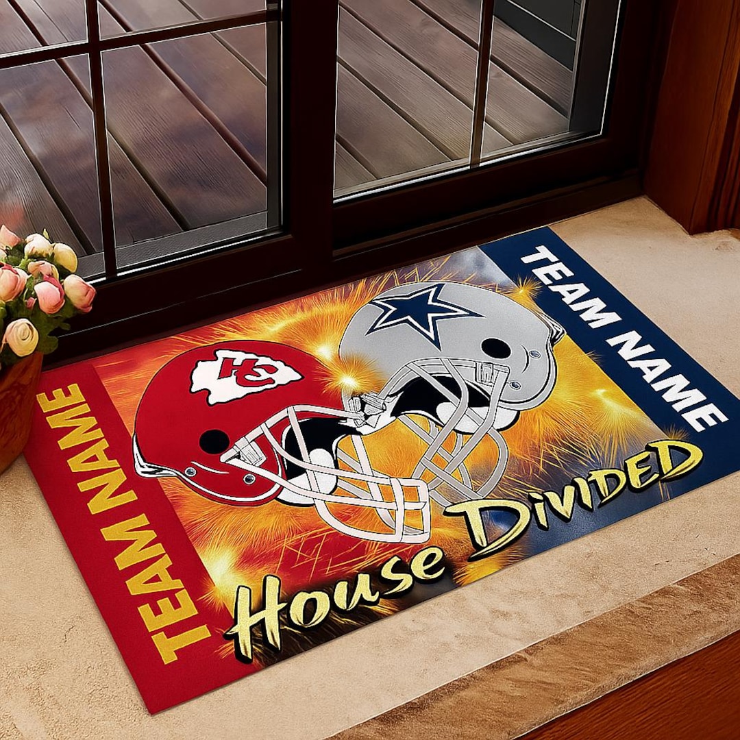 Personalized House Divided Doormats, Custom Any Team Football Divided ...