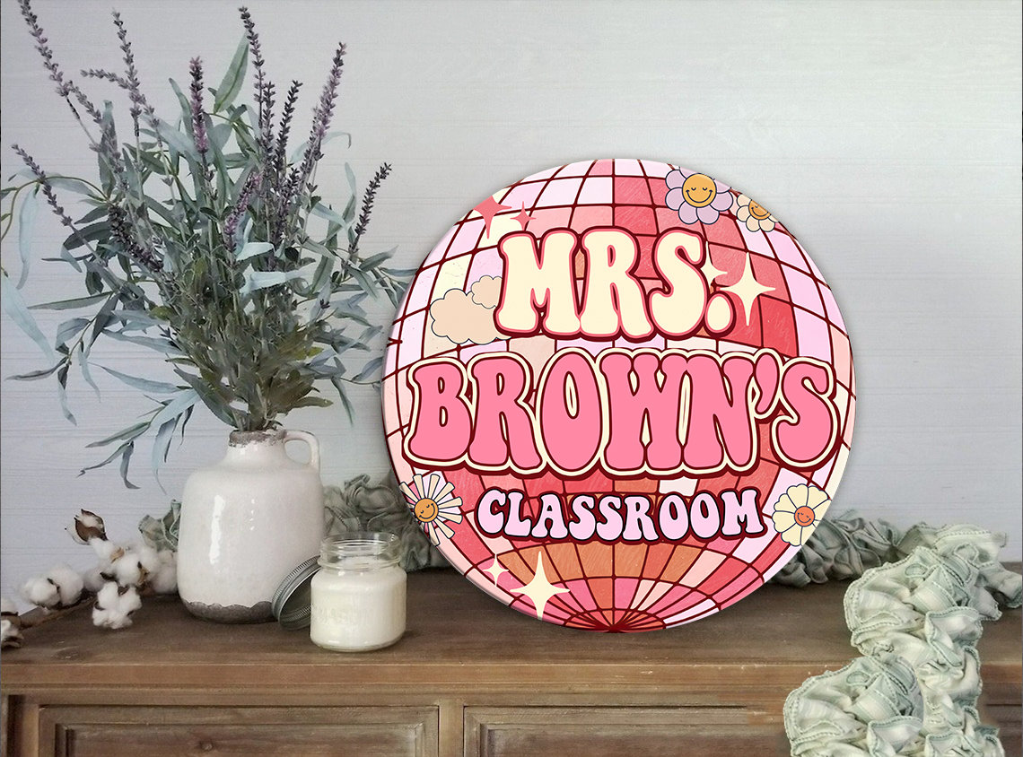 Disco Classroom Door Sign, Groovy Teacher Door Hanger, Teacher's Day ...