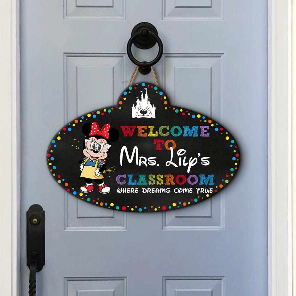 Personalized Welcome Classroom Door Sign, Disney Teacher Sign, Teacher ...