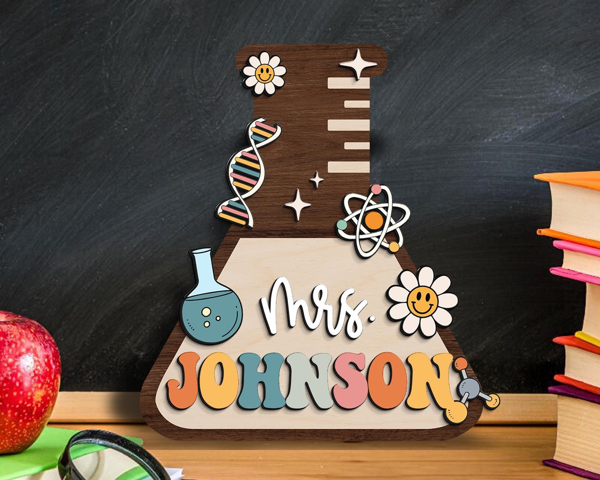 Custom 3D Science Teacher Name Sign, Teacher Door Hanger, Back to ...