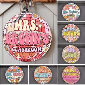 Disco Classroom Door Sign, Groovy Teacher Door Hanger, Teacher's Day ...
