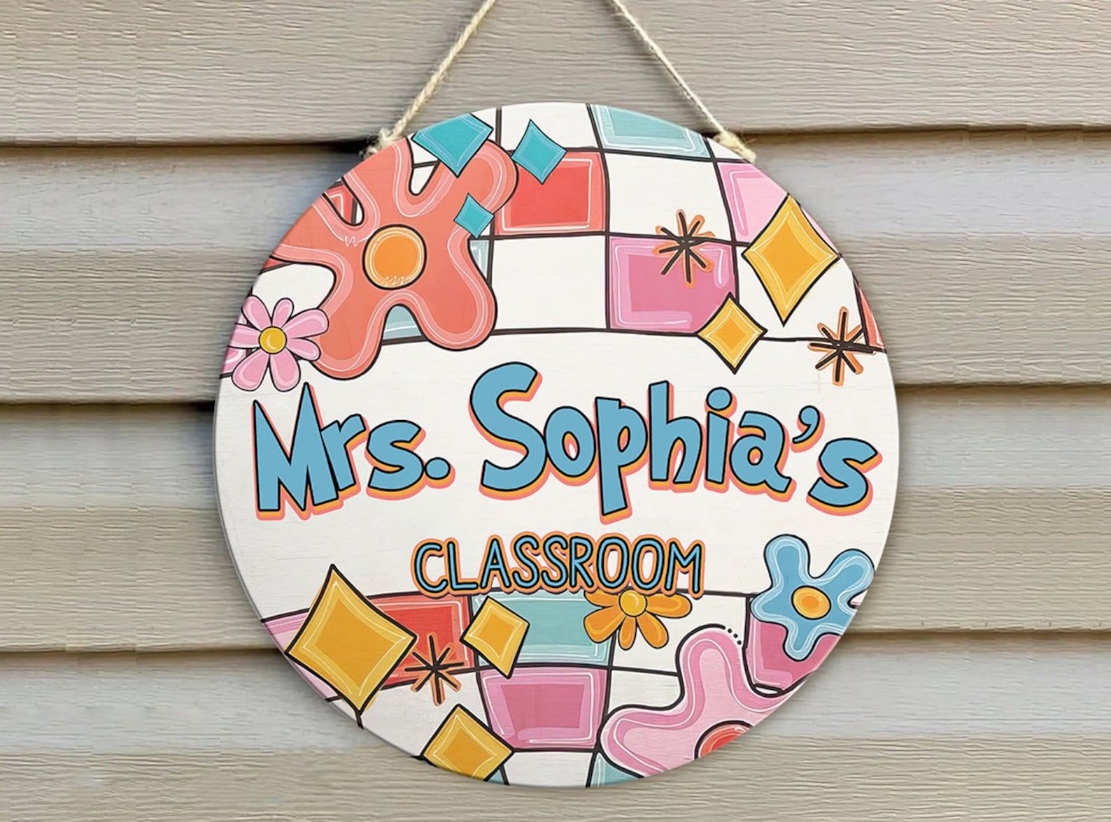 Disco Classroom Door Sign, Groovy Teacher Door Hanger, Teacher's Day ...