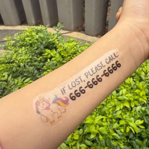 10 Custom Child Safety Temporary Tattoo, Emergency Contact Temporary ...