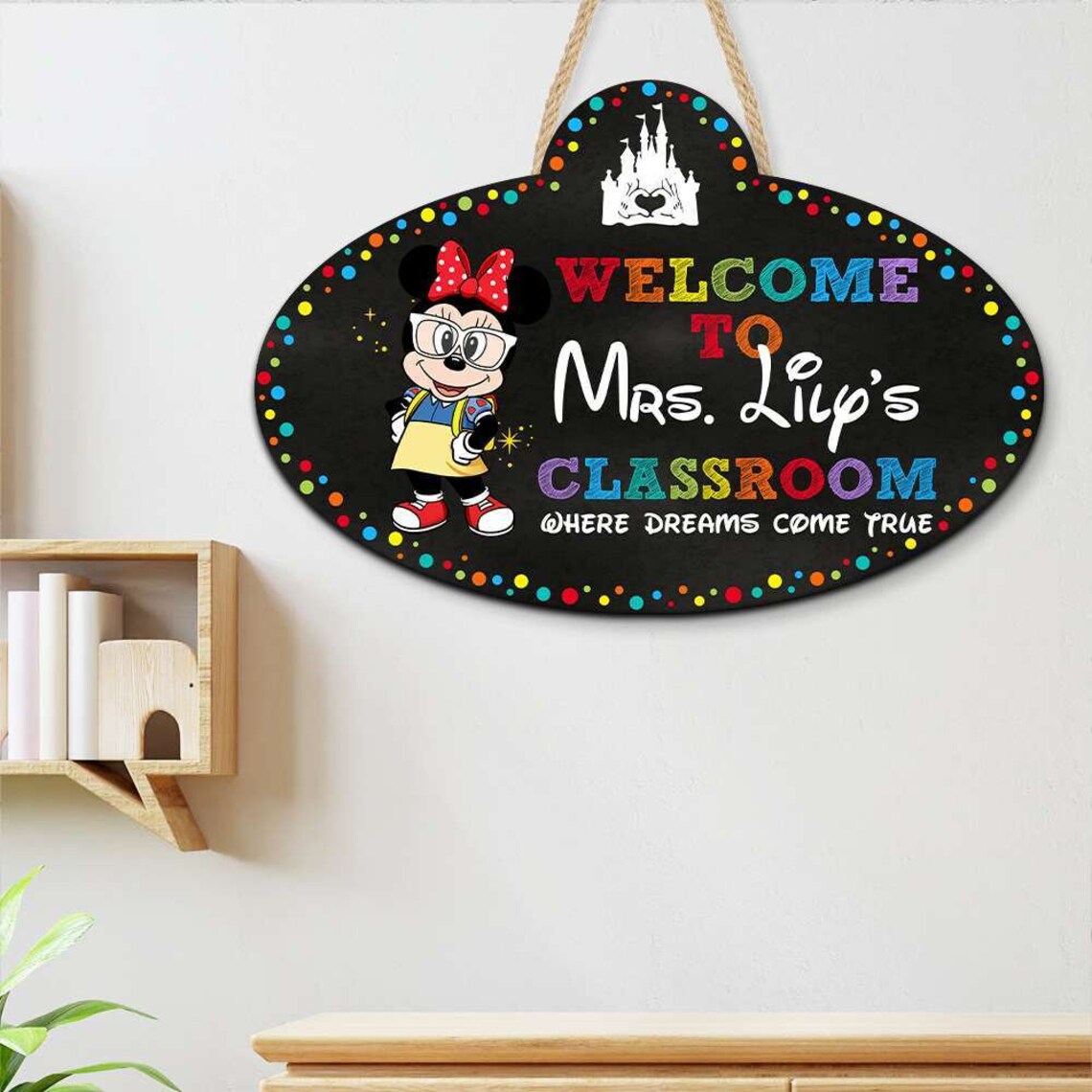 Personalized Welcome Classroom Door Sign, Disney Teacher Sign, Teacher ...