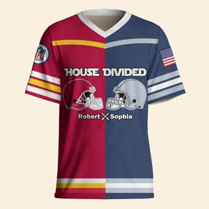Custom Two Football Team Jersey, House Divided Football Jersey, House ...
