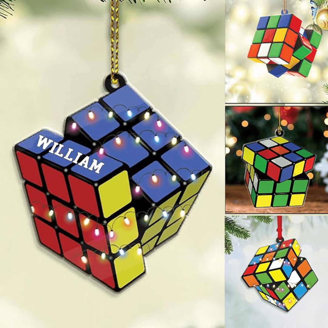 Personalized Rubiks Cube Ornament, Rubik Cube Christmas Ornament ...