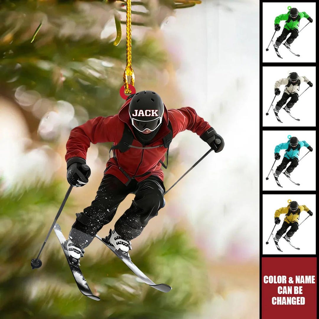 Personalized Ski Gear Christmas Ornament, Skiing Ornament, Christmas ...