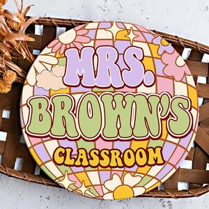 Disco Classroom Door Sign, Groovy Teacher Door Hanger, Teacher's Day ...