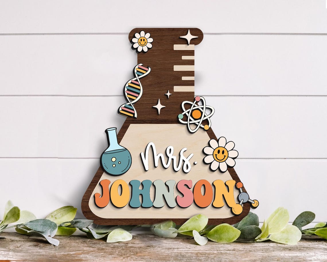 Custom 3D Science Teacher Name Sign, Teacher Door Hanger, Back to ...
