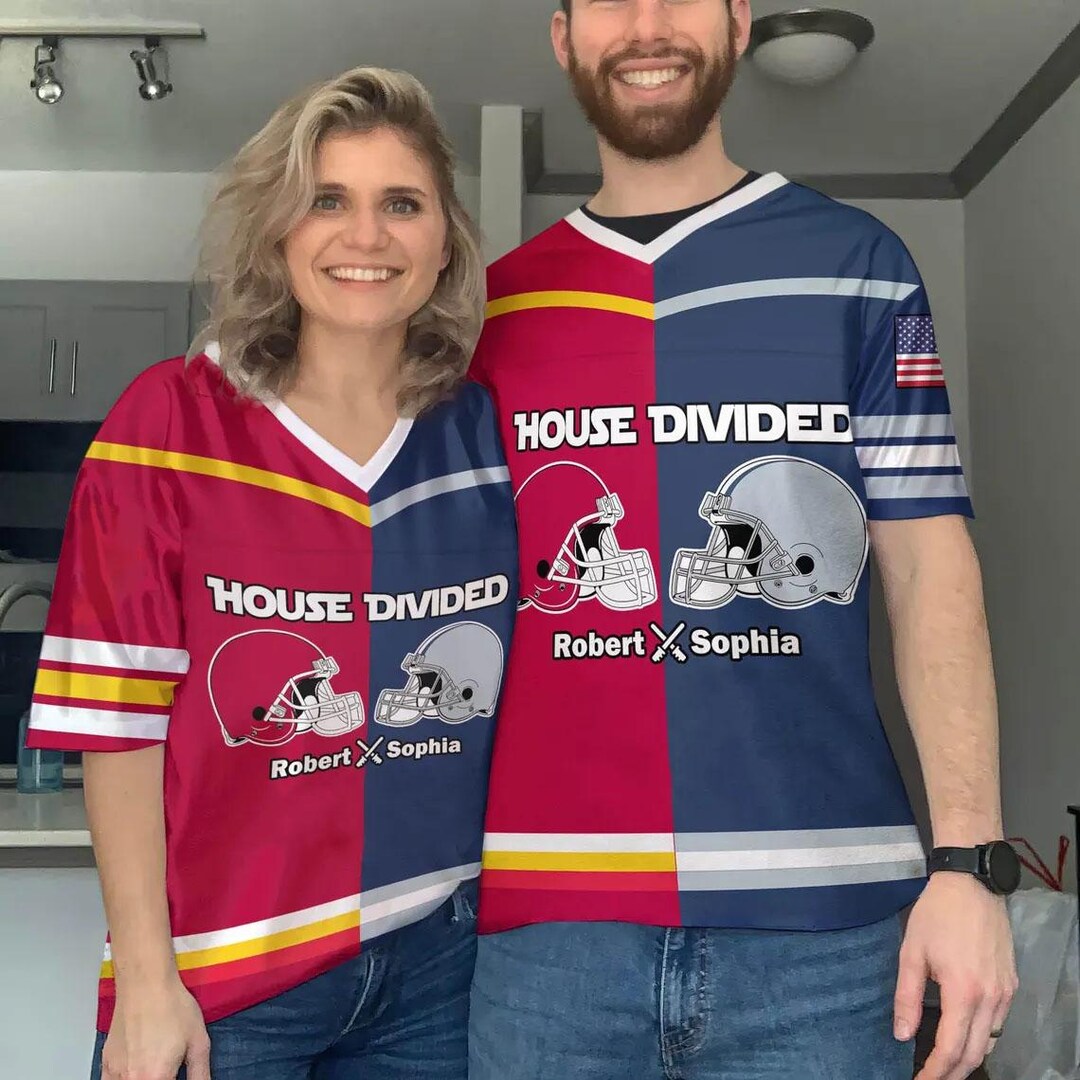 Custom Two Football Team Jersey, House Divided Football Jersey, House ...