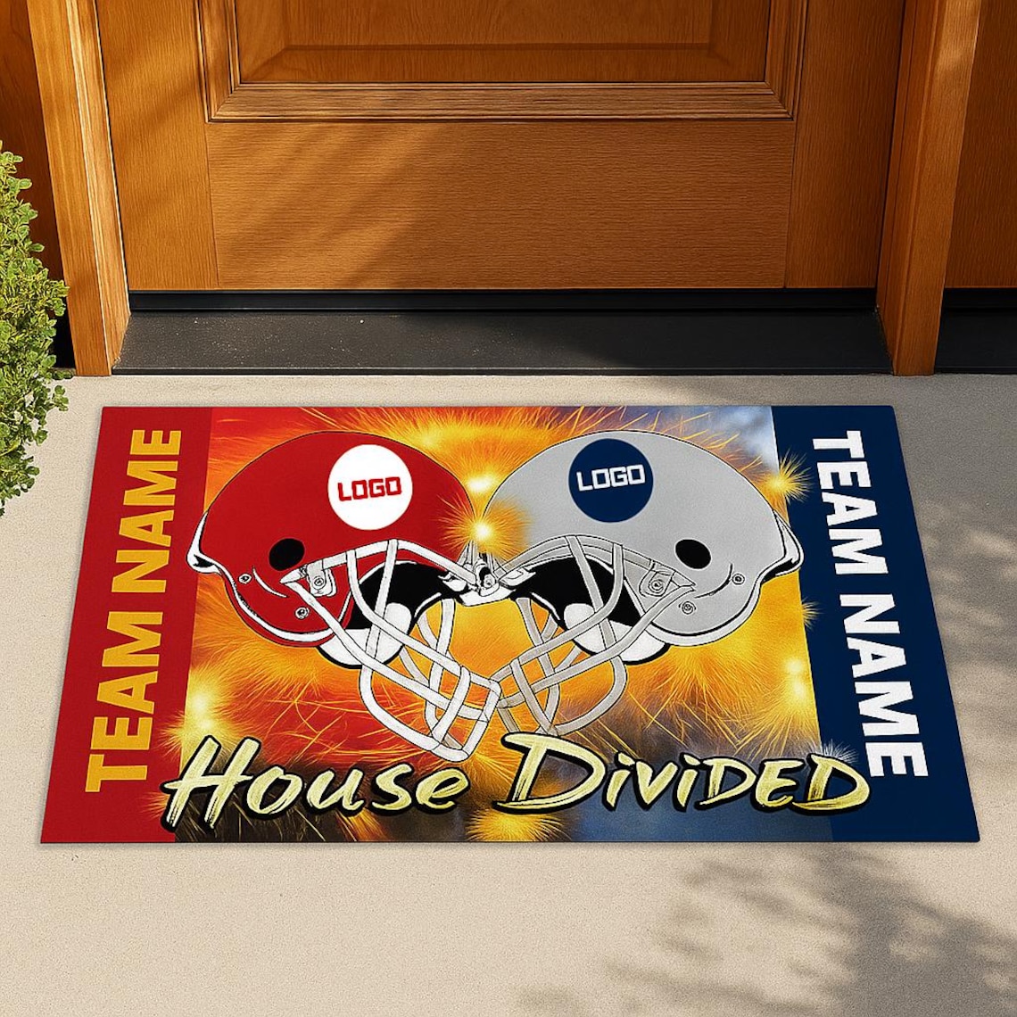 Personalized House Divided Doormats, Custom Any Team Football Divided ...