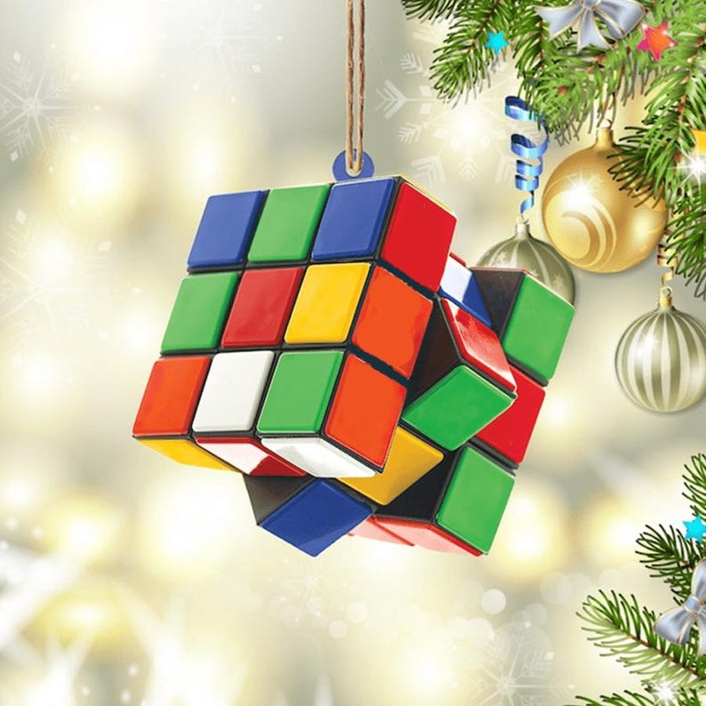 Personalized Rubiks Cube Ornament, Rubik Cube Christmas Ornament ...